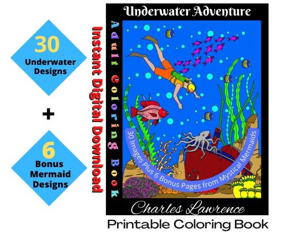Printable Underwater Adventure Coloring Book: Featuring - Etsy
