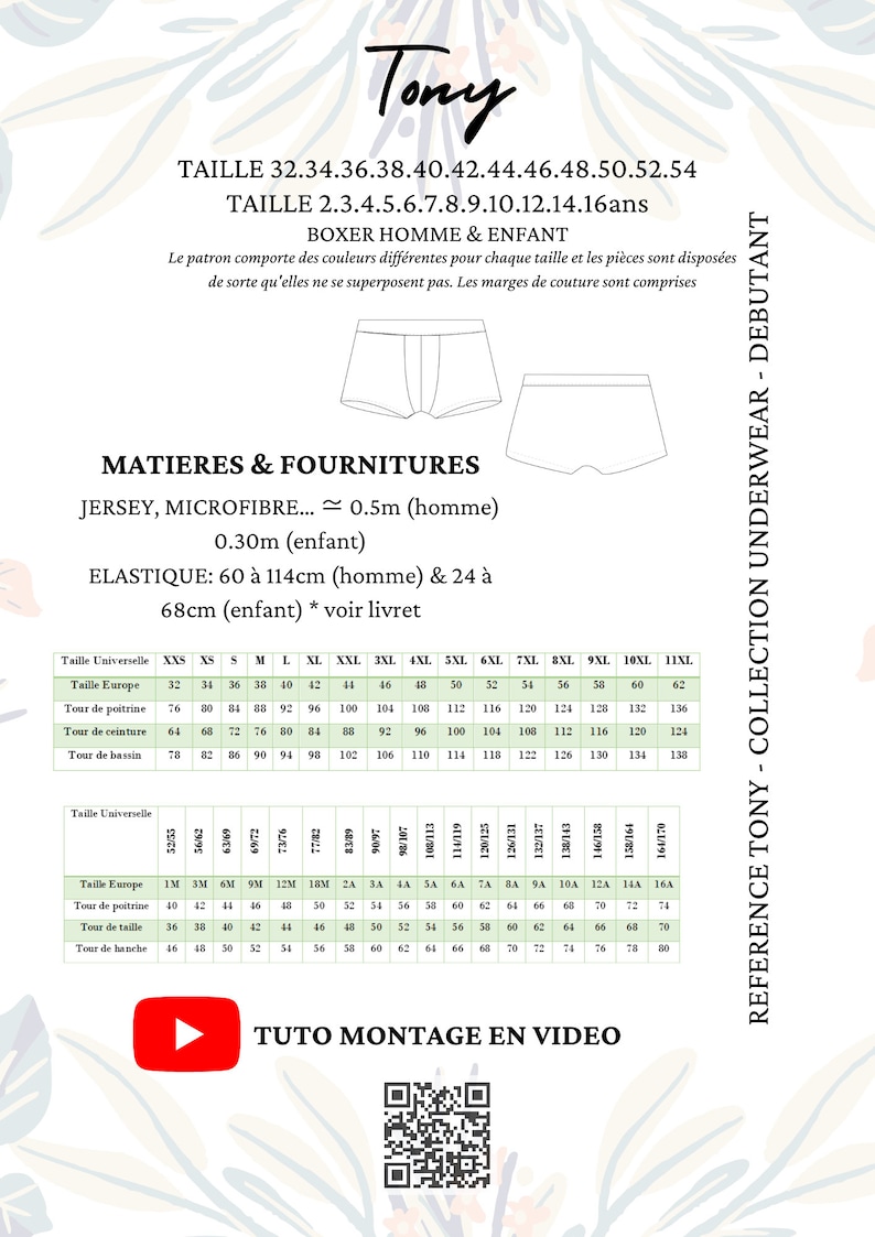 PDF Sewing Pattern TONY, Men's and Children's Boxers - Etsy