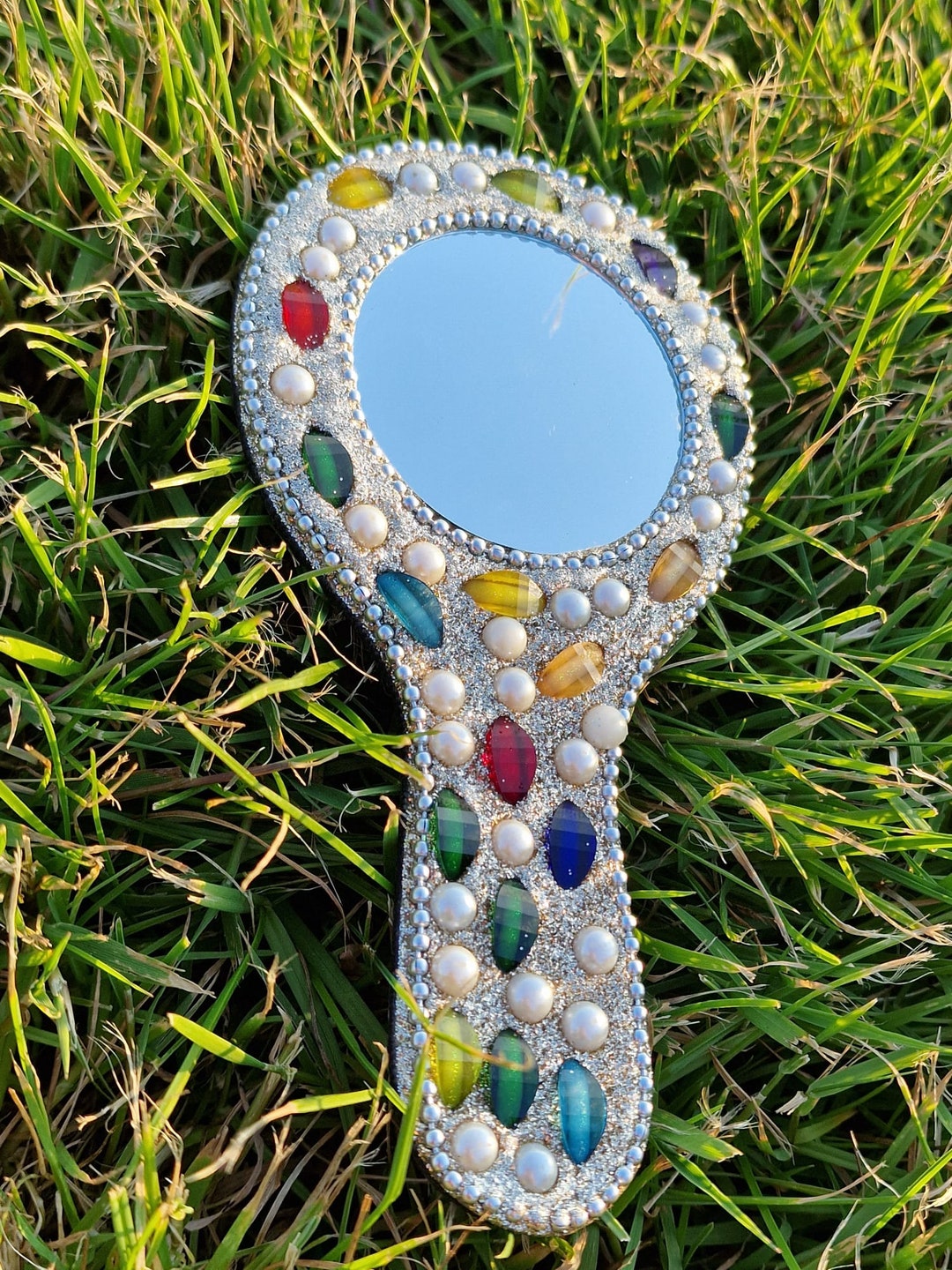 Handcrafted Wooden Decorative Rajasthani Hand Pocket Mirrors for Ladies ...