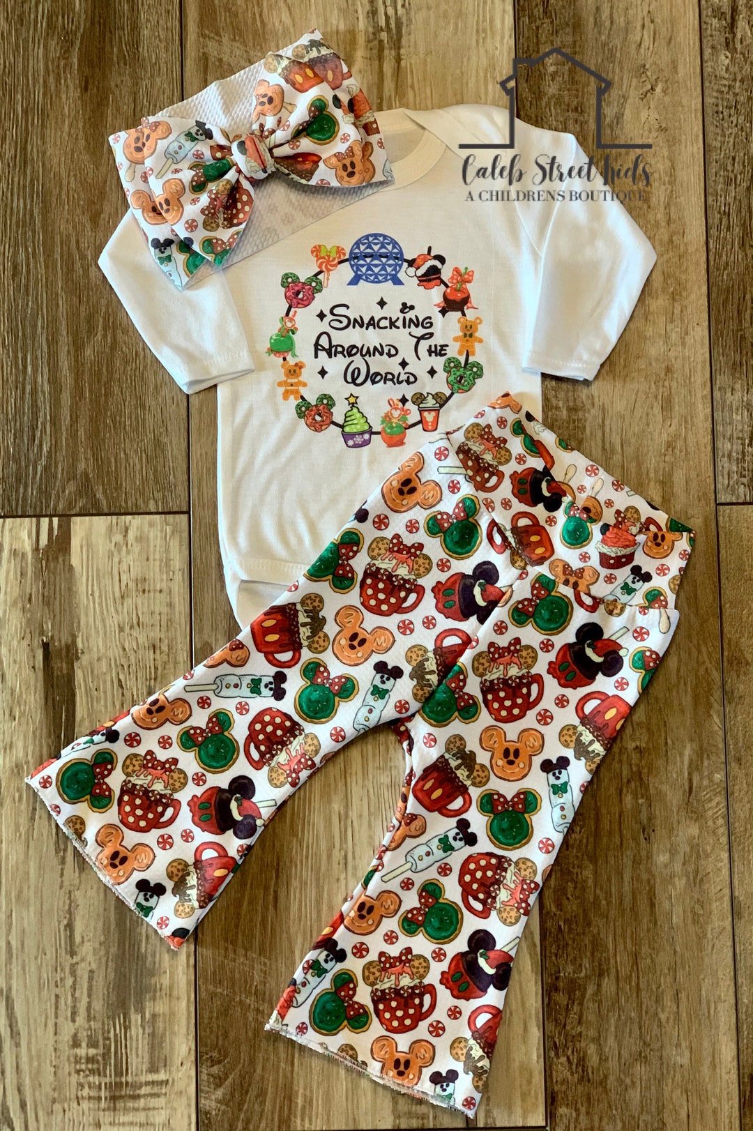 Christmas Snacking Around Epcot Baby Bell Set / Christmas Outfit / Baby ...