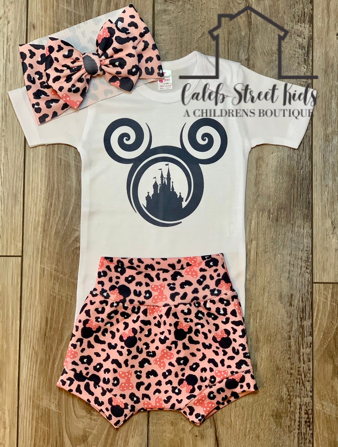 Minnie Leopard Pink Disney Magic Kingdom Baby or Toddler Set / Baby ...