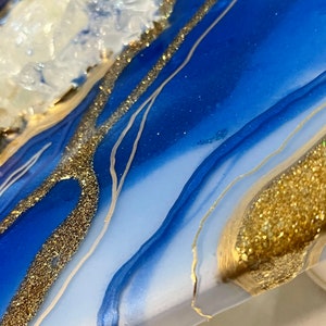 Blue River Golden Trail — Blue Gold Resin Geode Art 3d-crystal Resin ...