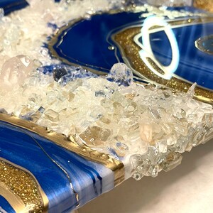 Blue River Golden Trail — Blue Gold Resin Geode Art 3d-crystal Resin ...