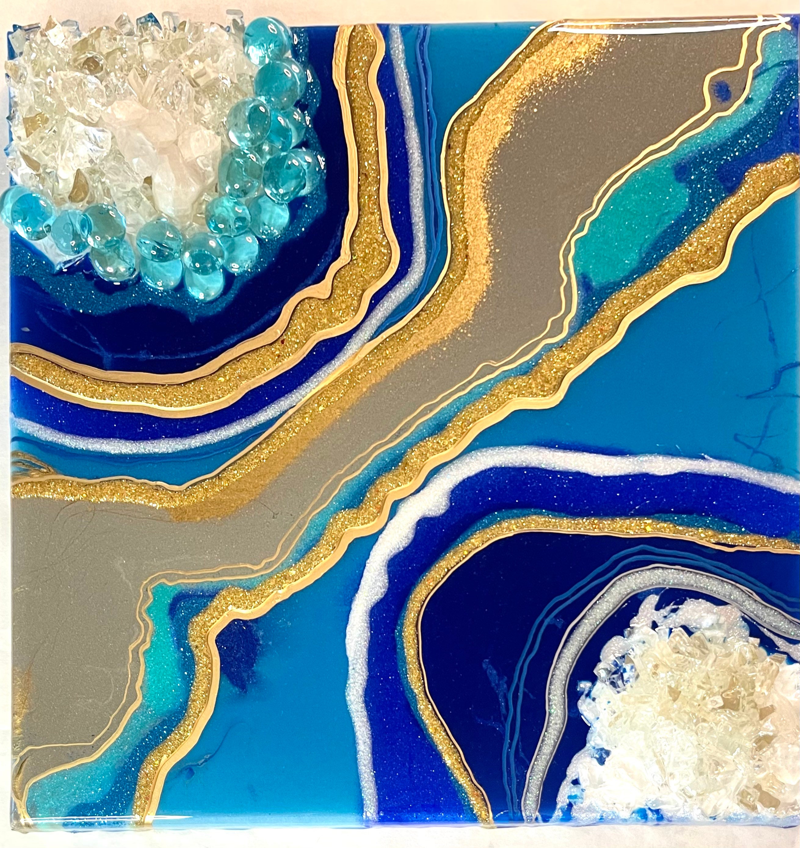 Turquoise Blue Geode - Blue Turquoise and Gold Abstract Geode 3d ...