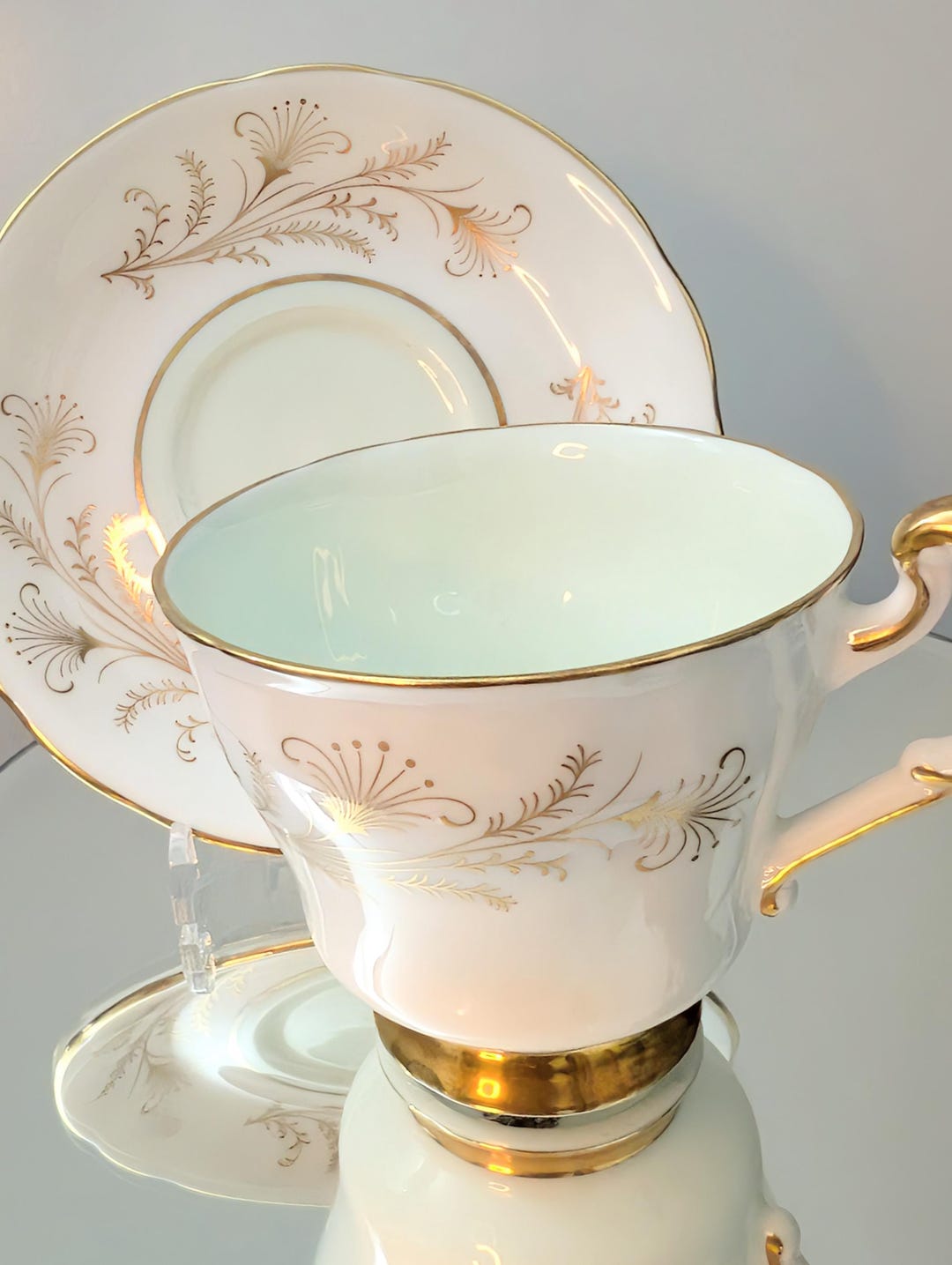 Vintage Paragon Fine Bone China Demitasse Cups, Gold Gilt Fern Design ...