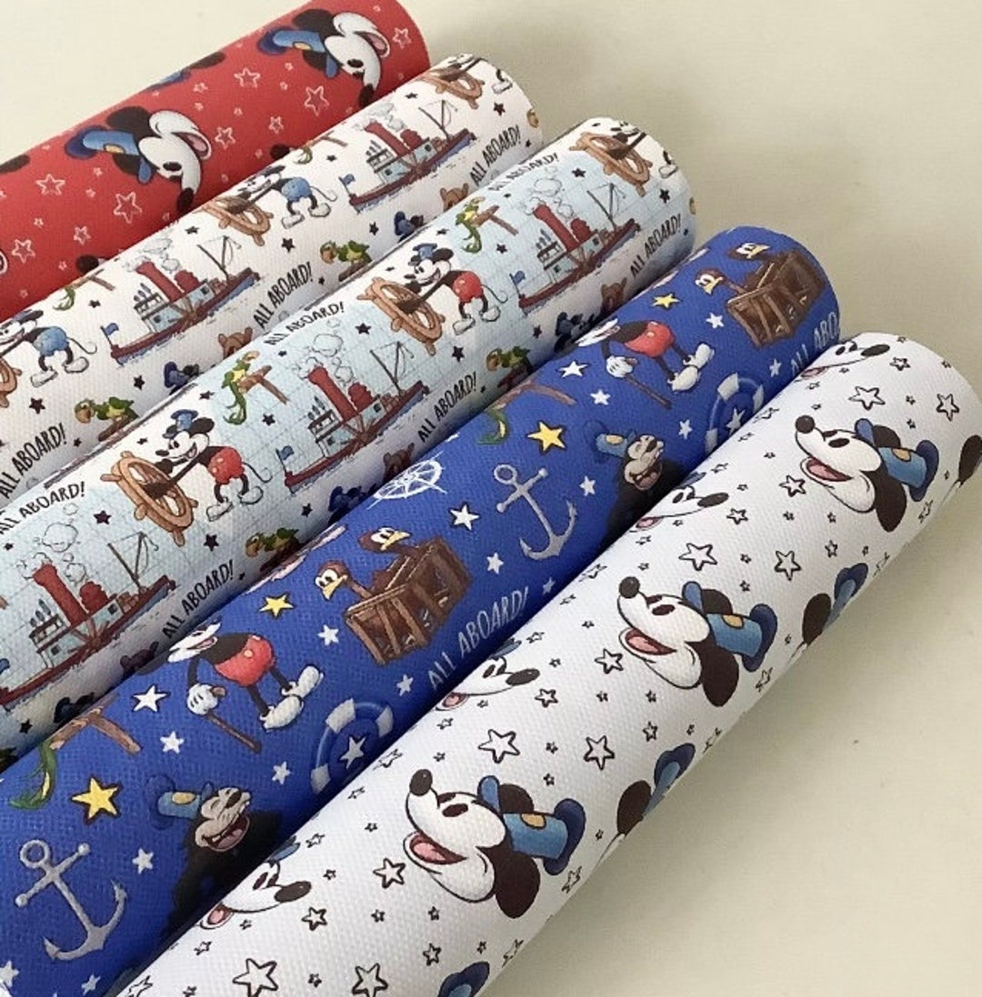 Pack of 5 Steamboat Willie Printed Canvas Fabric Sheets to Make Hair ...