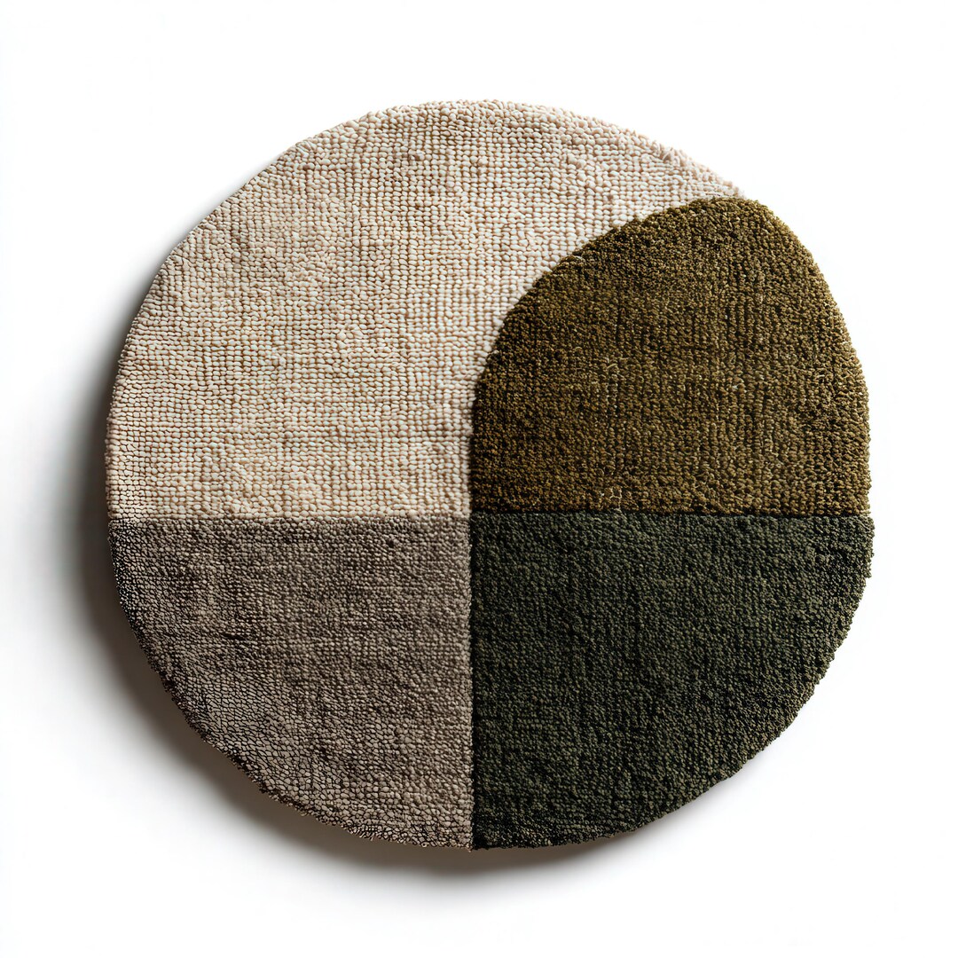 Hand Tufted Round Rug - Modern Abstract Geometric Design - Earth Tone ...