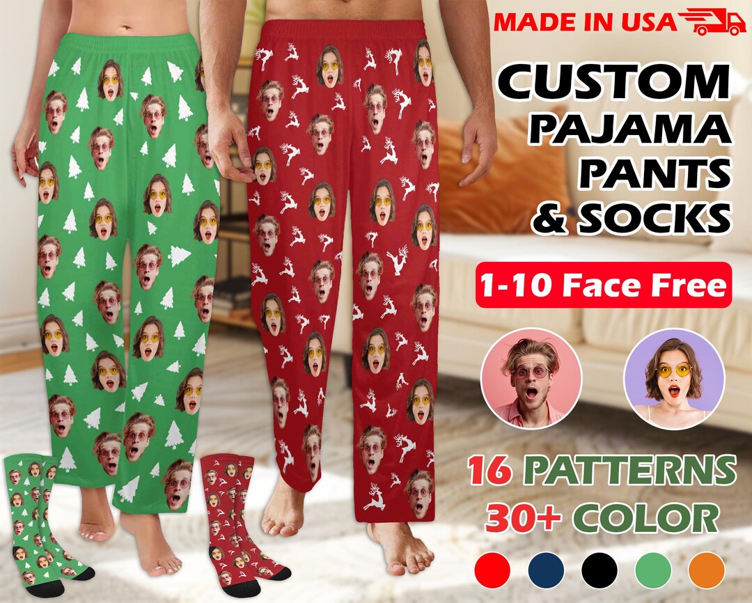 Custom Photo Pajama Pants Personalized Face Unisex Pajama Pants Custom ...