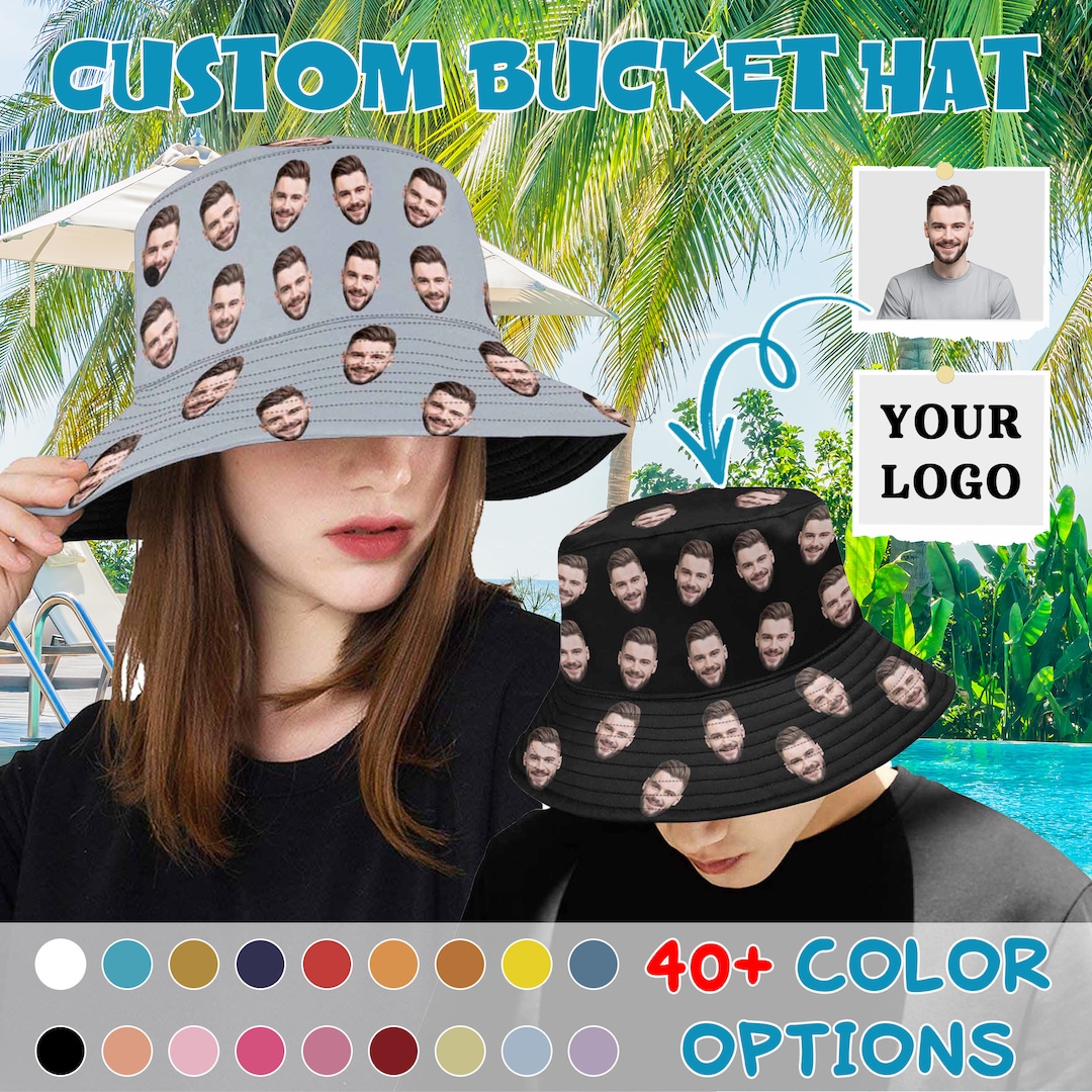Custom Unisex Multi-faceted Bucket Hats, Custom Face/logo/photo Bucket ...