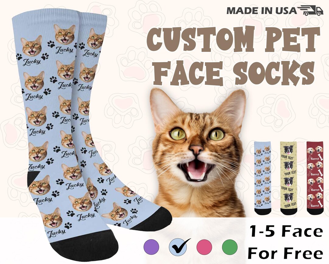 Custom Pet Face Socks Personalized Dog Christmas Gift Pet Socks ...