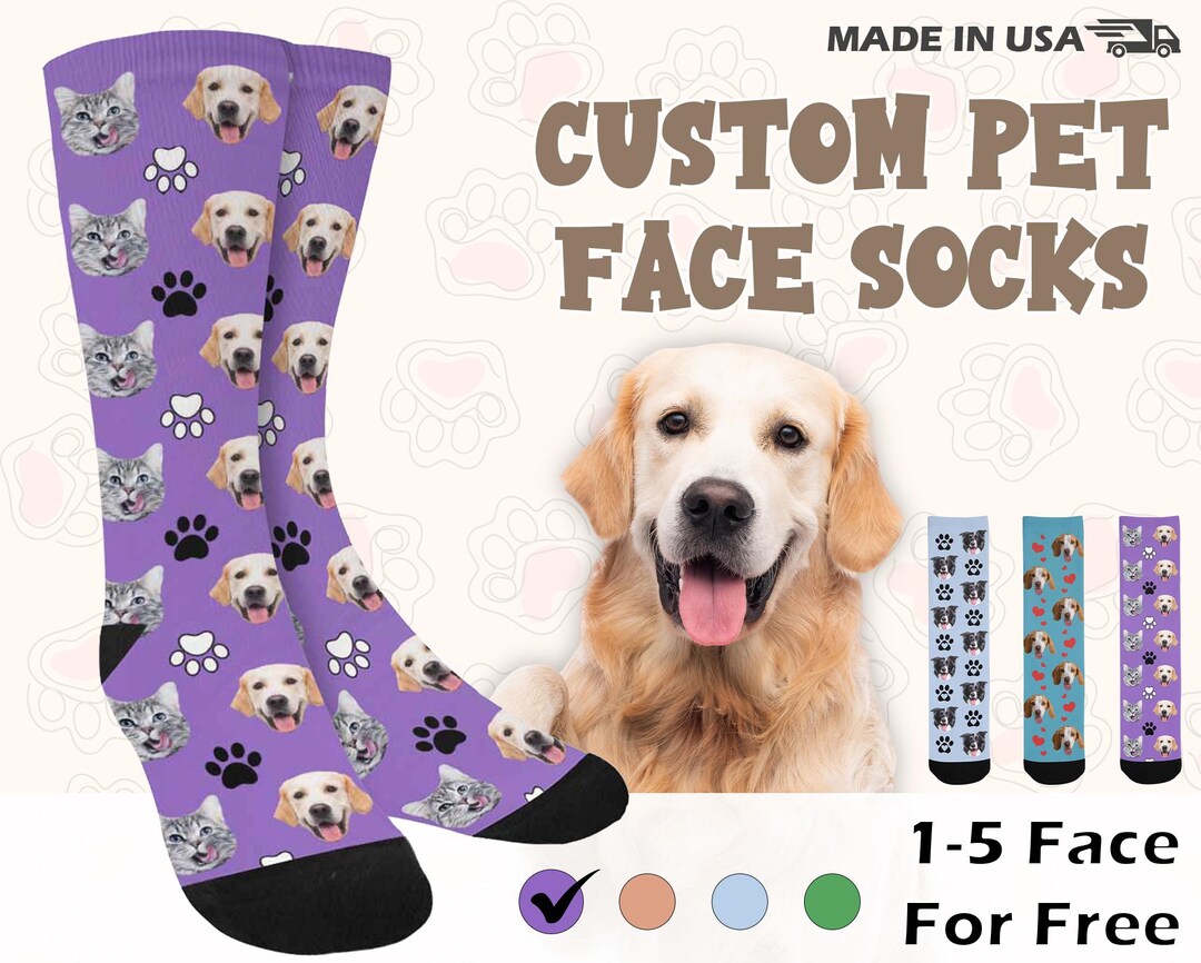 Custom Dog Face Socks Personalized Pet Photo Socks Funny Dog Socks, Dog ...