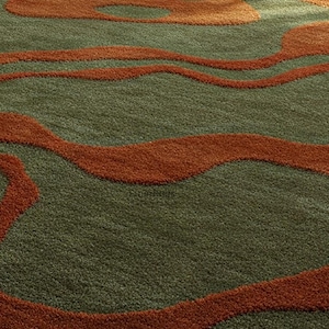 Olive Green Irregular Abstract Hand Tufted Custom Bedroom Rug, Modern ...