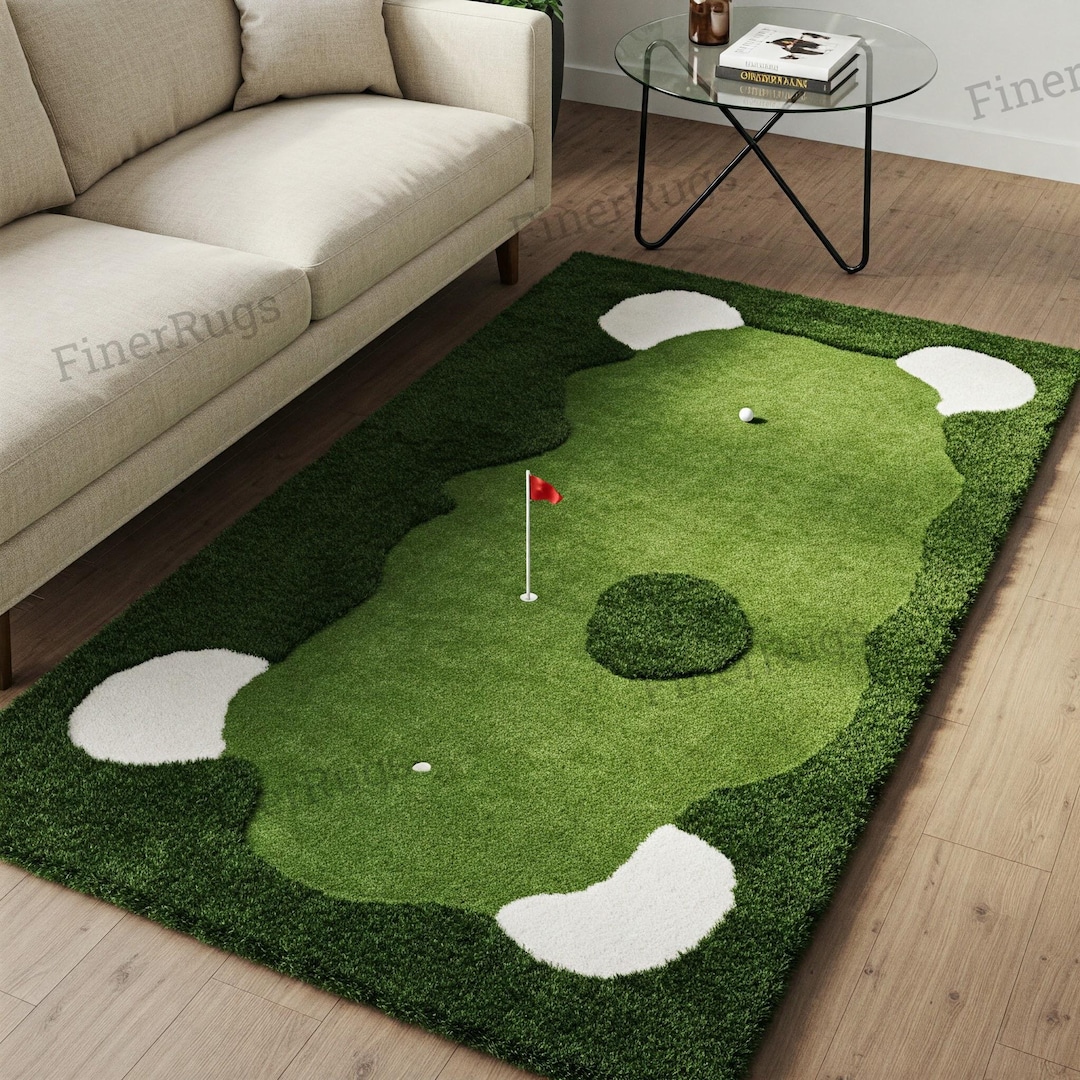 Deep Green Golf Course Low High Texture Hand Tufted Abstract Wool Rugs ...