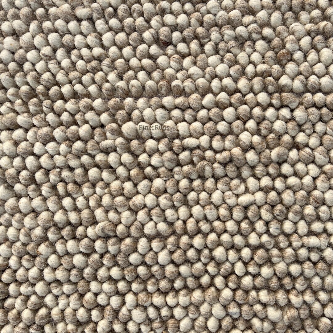 Beige off White Hand-woven Chunky Loop Wool Rug for Hallway, Handmade ...