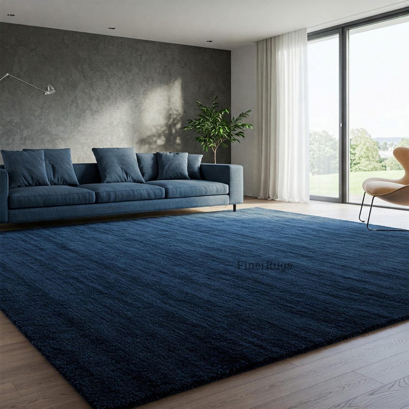 Navy Wool Large Rugs - Etsy UK