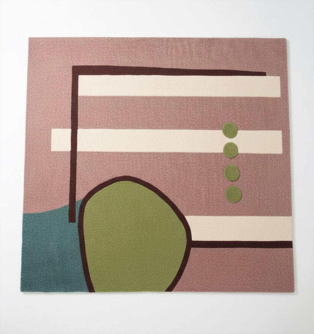 Dusty Pink Hand Tufted Abstract Wool Rug, Modern Art Colorful Area 8x10 ...