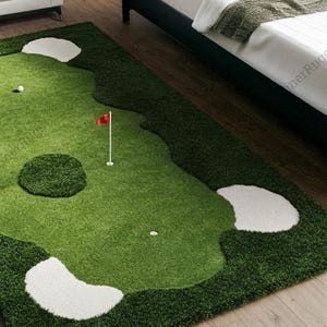 Deep Green Golf Course Low High Texture Hand Tufted Abstract Wool Rugs ...