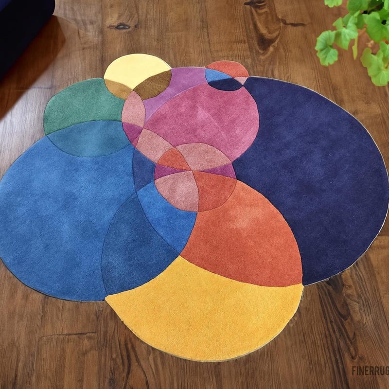 Blue Round Rug - Etsy