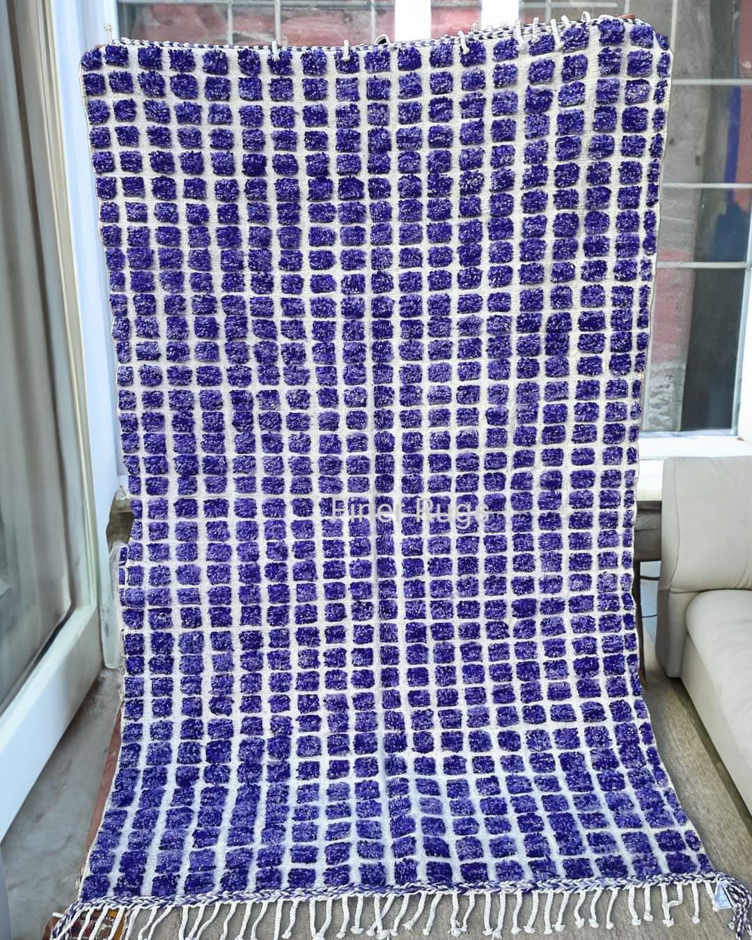 Deep Purple White Lavender Moroccan Rugs, 8x10 Square Pattern Rugs for ...