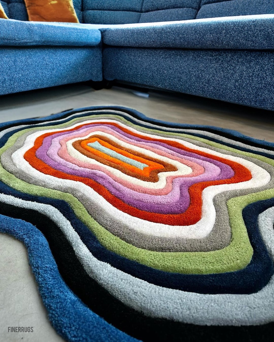 Irregular Shape Multicolor Hand Tufted Melting Wool Area Rug for Kids ...