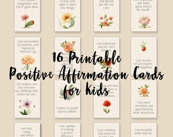 45 Printable Positive Affirmation Cards for Kids, Motivational Cards ...