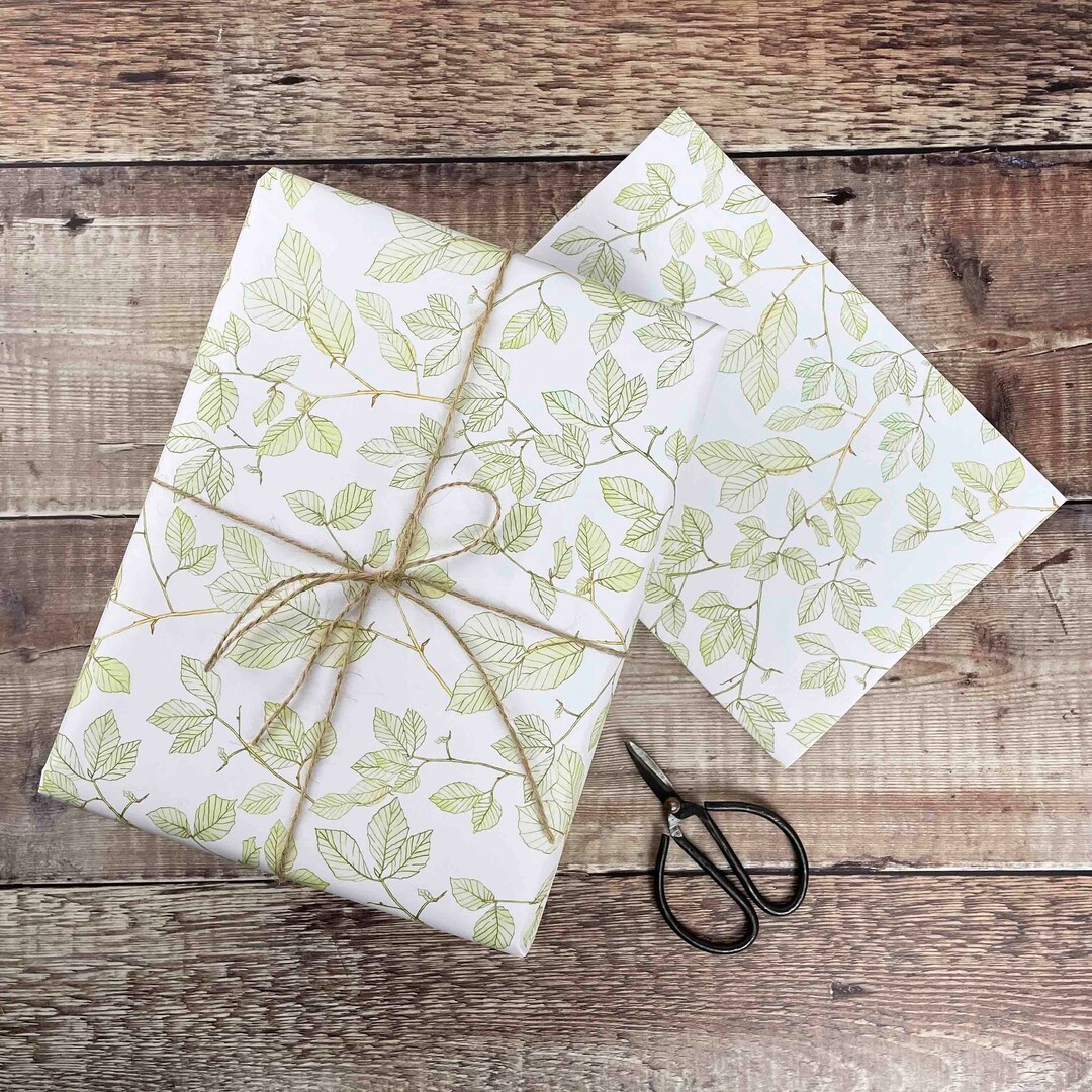Leaf Wrapping Paper, Green Botanical Gift Wrapping Paper Large Sheets ...