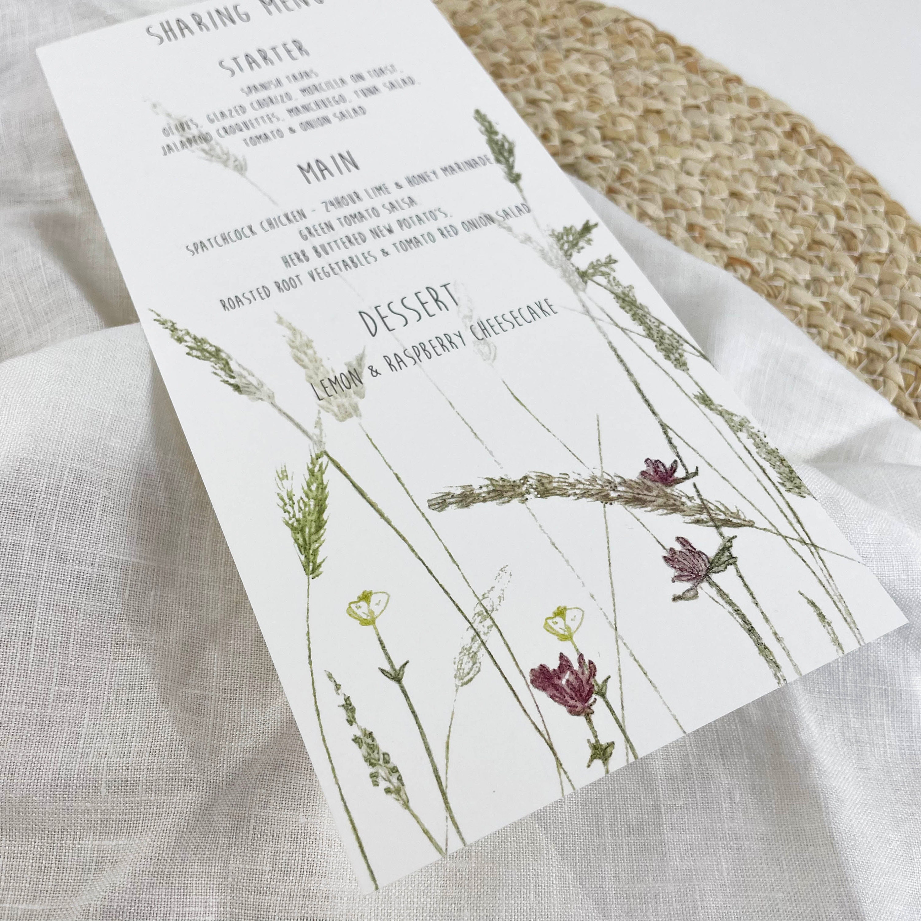 Tall Slim Wildflower Wedding Menus Menus for Wedding Table - Etsy UK
