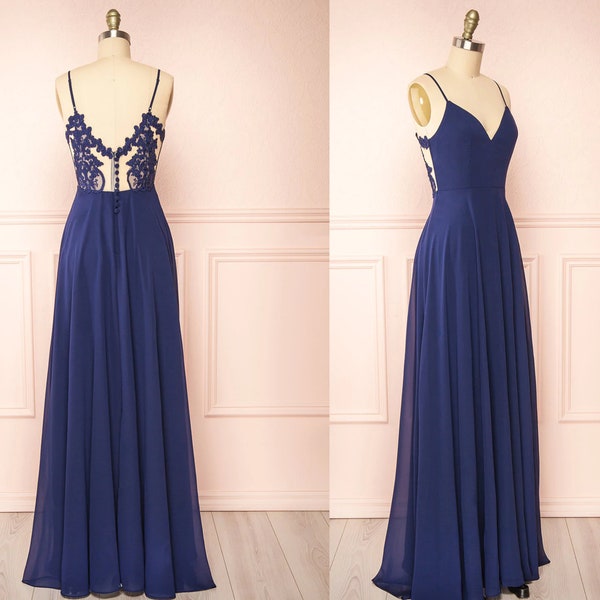 Navy Chiffon Dress - Etsy