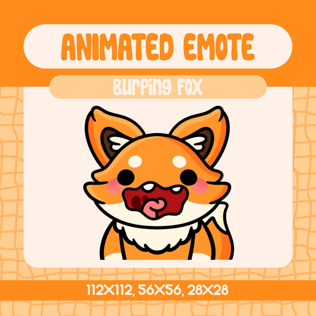Kawaii Burping Fox Animated Emote, Twitch Discord Stream (digital ...