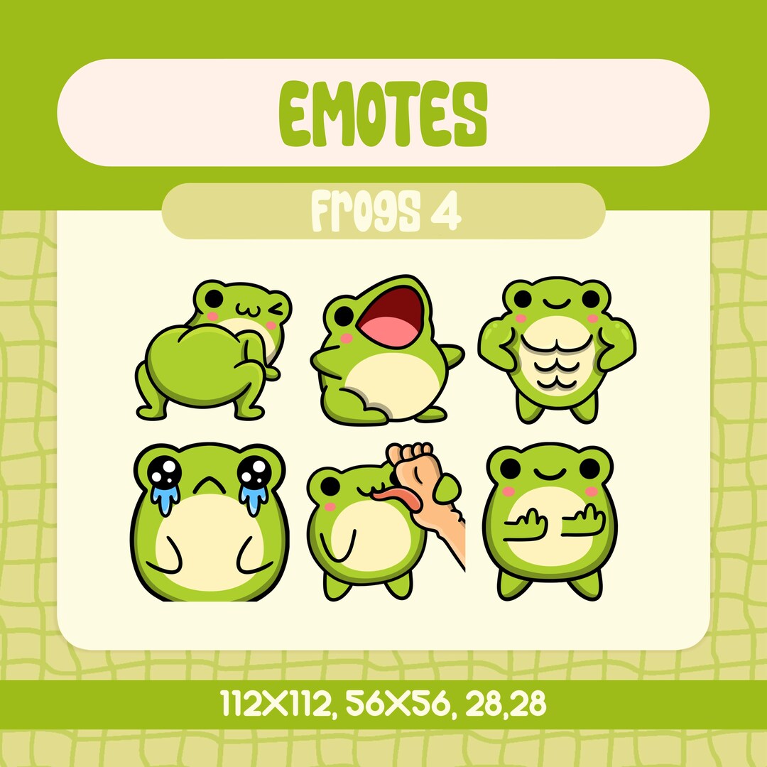 Kawaii Frog Emote Pack for Streamers, Fun Frog Twitch Emote Set With ...