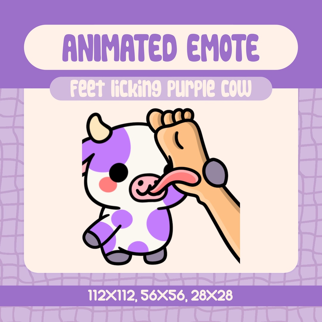Kawaii Purple Cow Animated Emote, Funny Twitch Discord Reaction ...