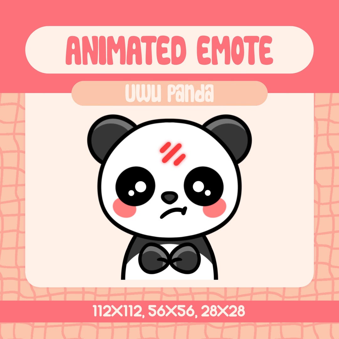 Kawaii Uwu Panda Animated Emote for Twitch and Discord, Cute Shy Panda ...
