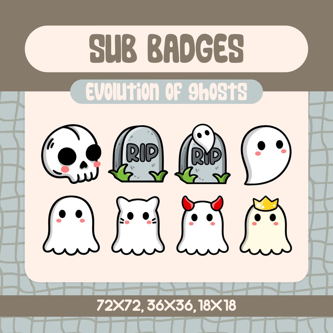 Evolution of Ghosts Sub Badges, Spooky Kawaii Badges for Twitch ...