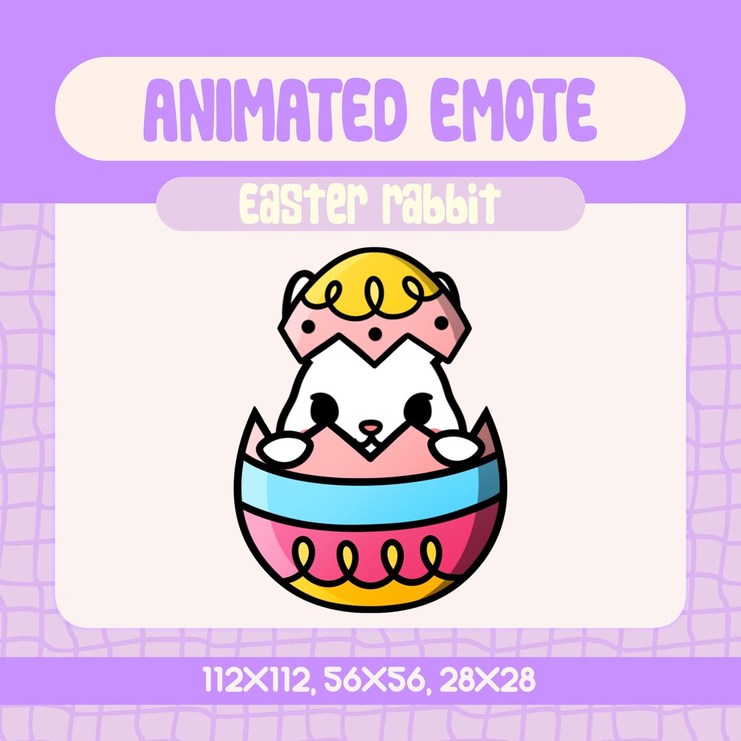 Kawaii Easter Rabbit Animated Emote for Twitch, Discord (digital ...