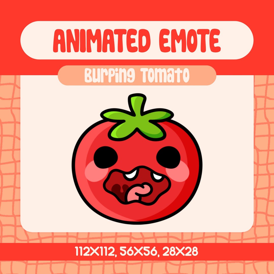 Burping Tomato Animated Emote for Twitch and Discord Reactions, Funny ...