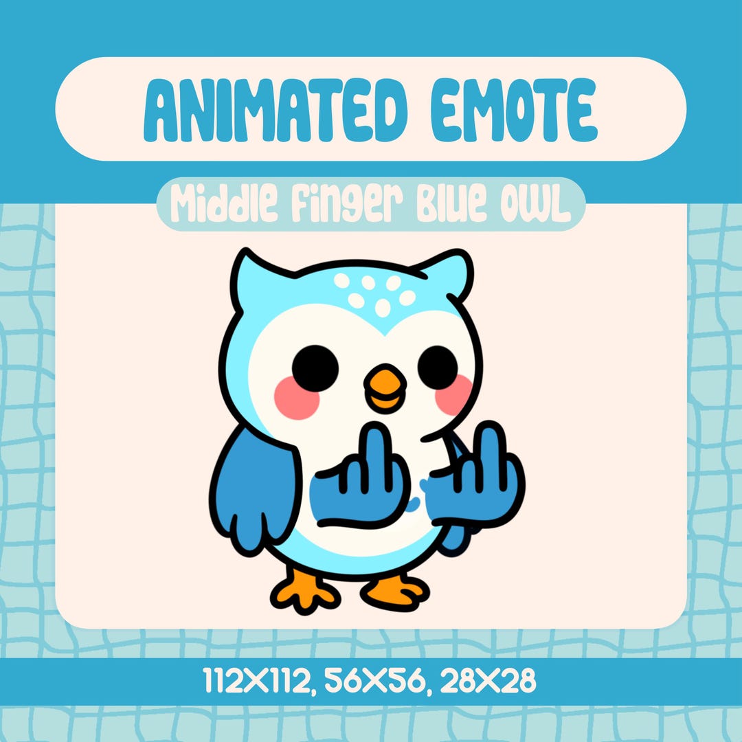 Kawaii Blue Owl Middle Finger Animated Emote (digital Download) - Etsy