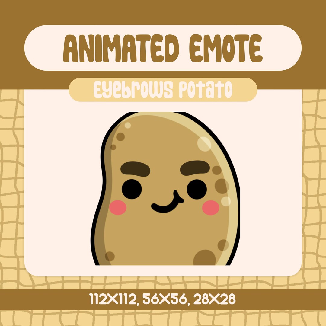 Kawaii Potato Animated Emote, Flirty Eyebrows, Twitch Discord (digital ...