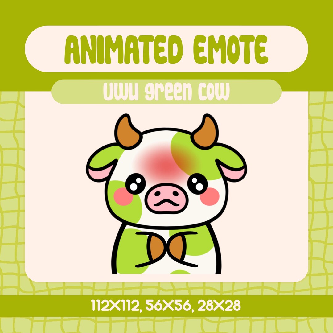 Kawaii Green Cow Animated Emote for Twitch, Discord (digital Download ...