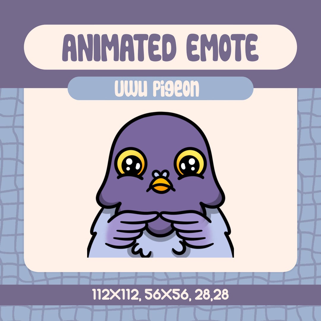 Adorable Shy Uwu Pigeon Animated Emote for Twitch, Kawaii Bird Reaction ...