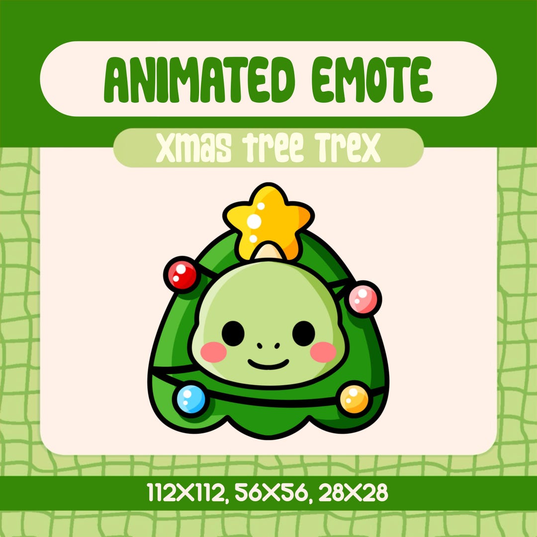 Kawaii Xmas Tree Trex Animated Emote for Twitch and Discord (digital ...