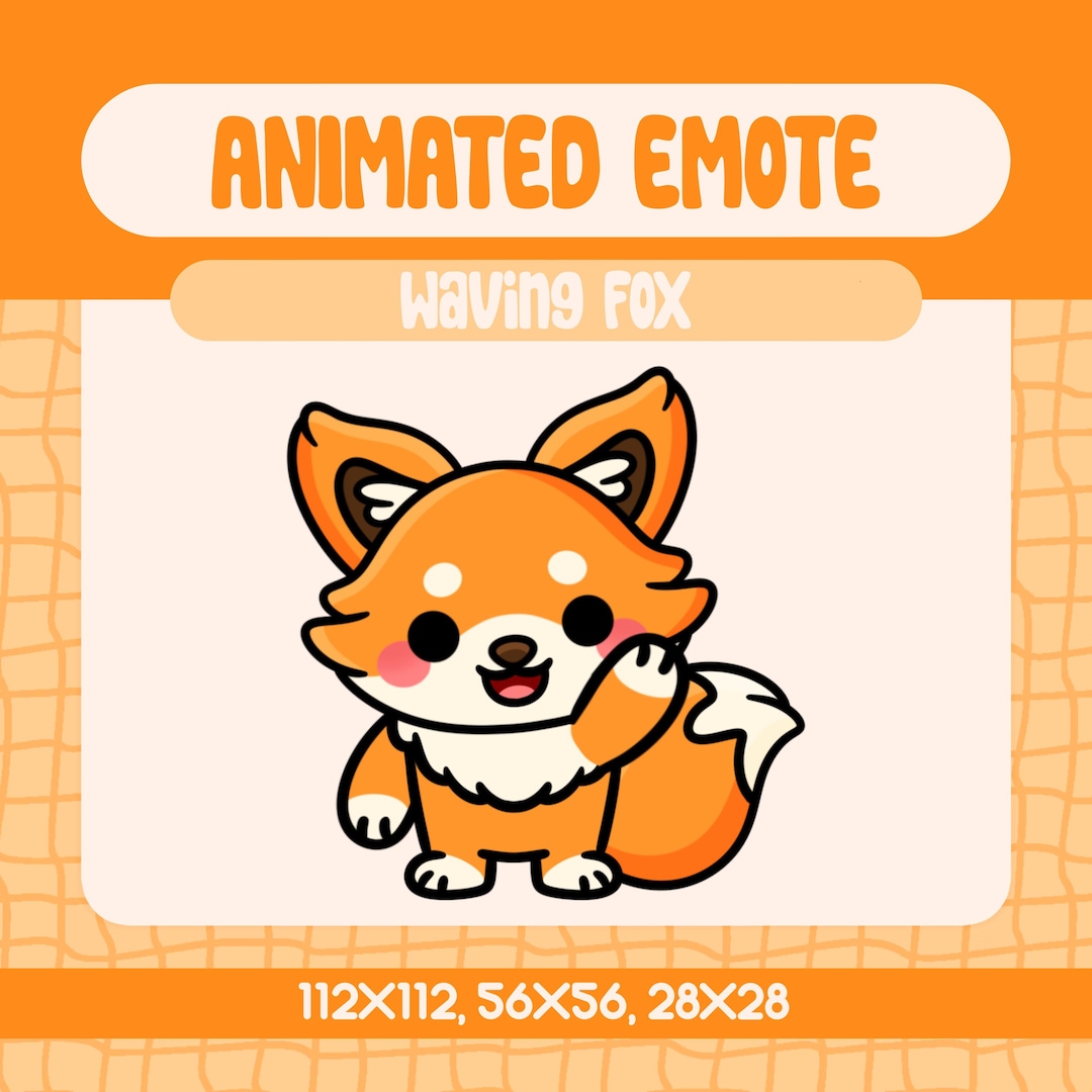 Kawaii Waving Orange Fox Animated Emote for Twitch and Discord, Cute ...