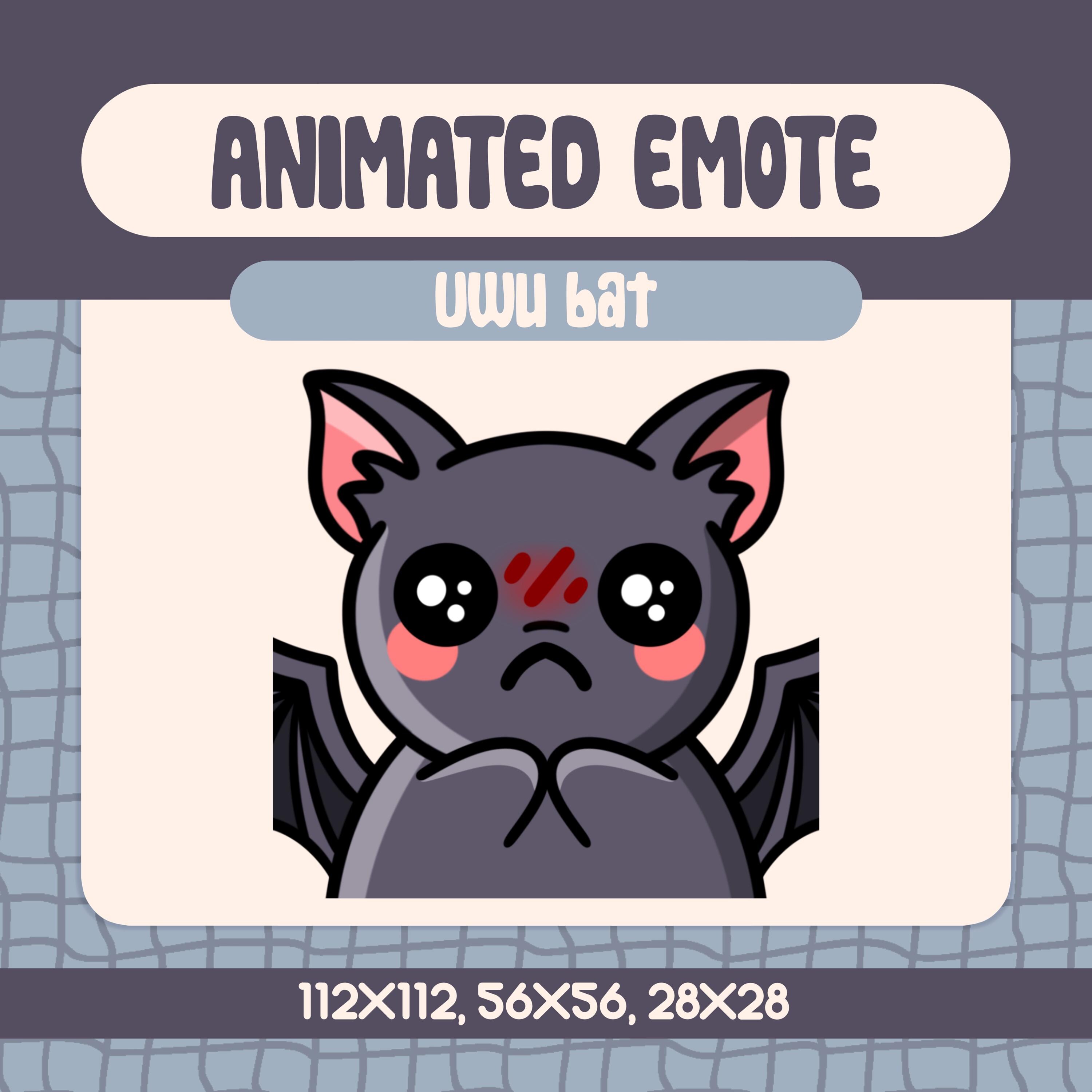Kawaii Uwu Bat Animated Emote, Twitch Discord Streamer (digital ...