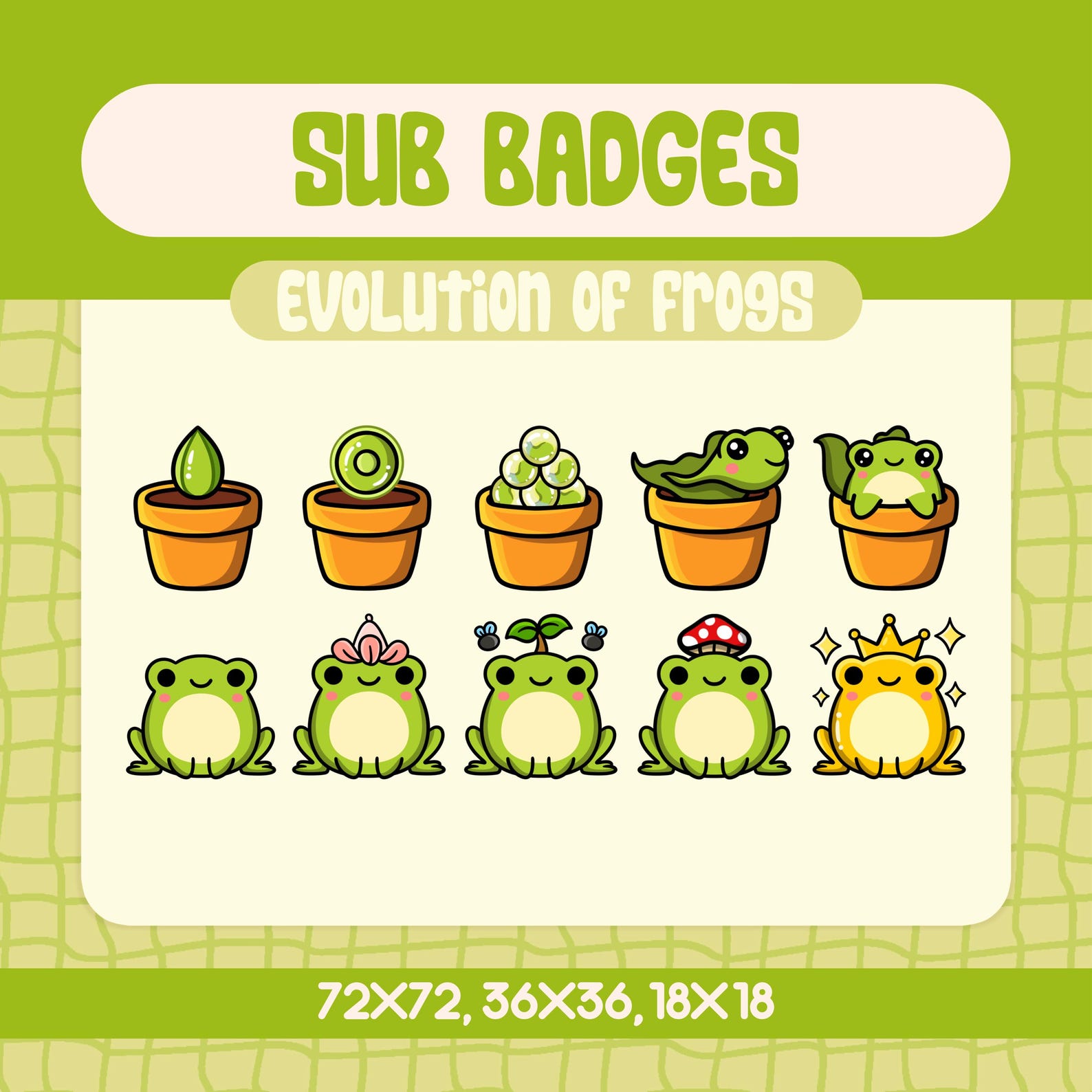 Kawaii Frog Evolution Twitch Sub Badges Set (digital Download) - Etsy
