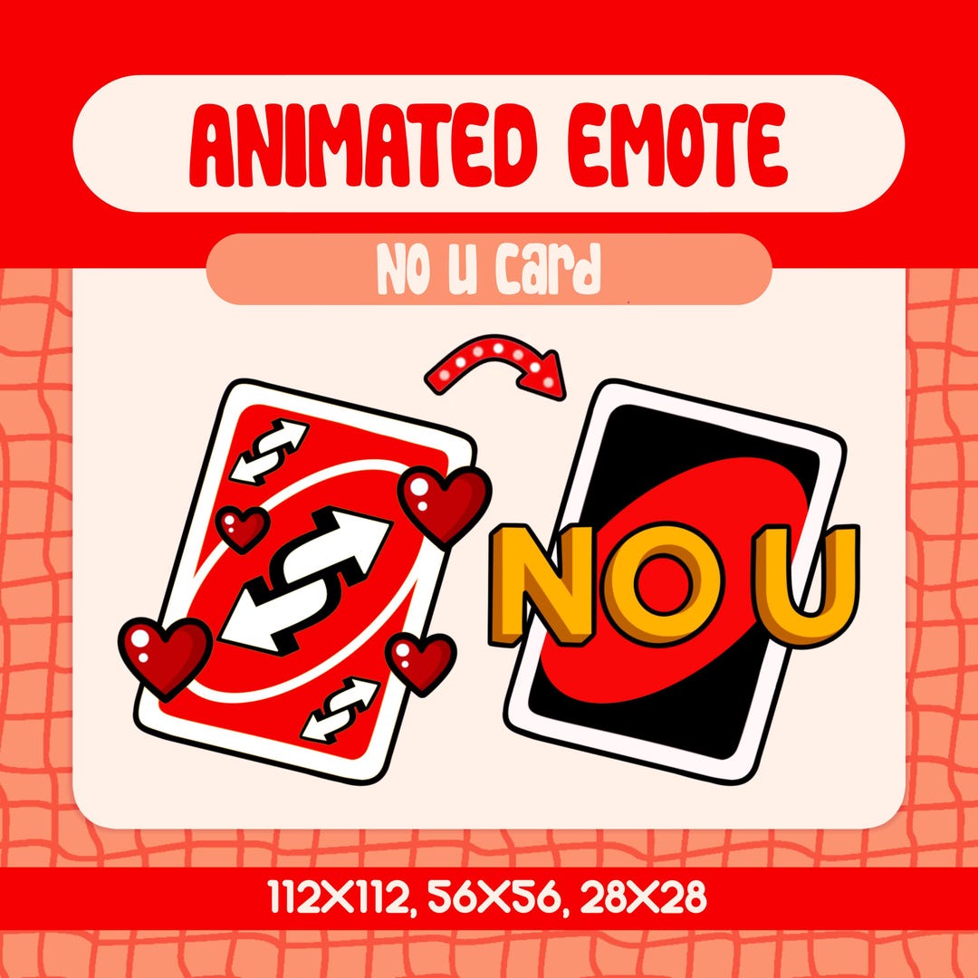 Red No U Card Animated Emote for Twitch and Discord, Funny Heart ...