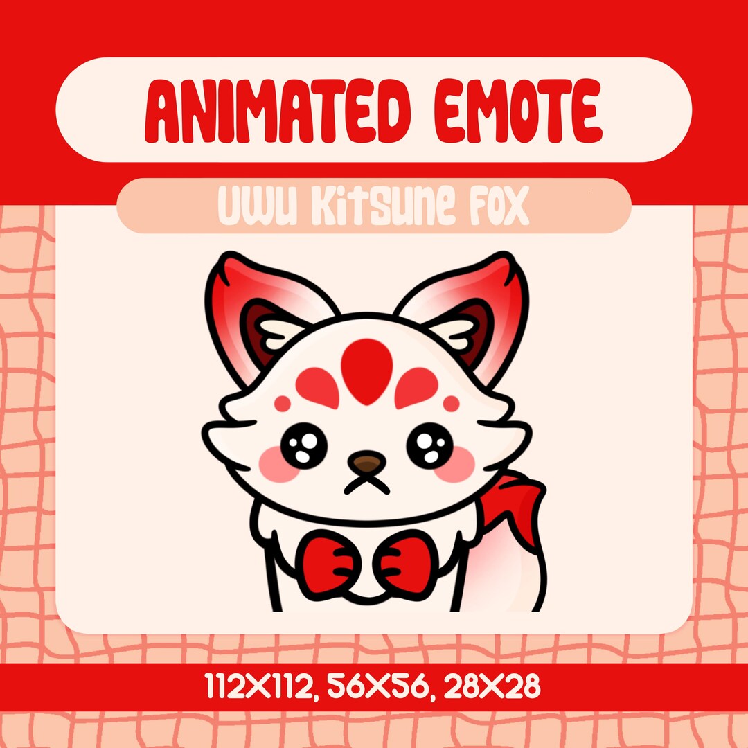 Uwu Kitsune Fox Animated Emote for Twitch, Cute Red Fox Blushing ...