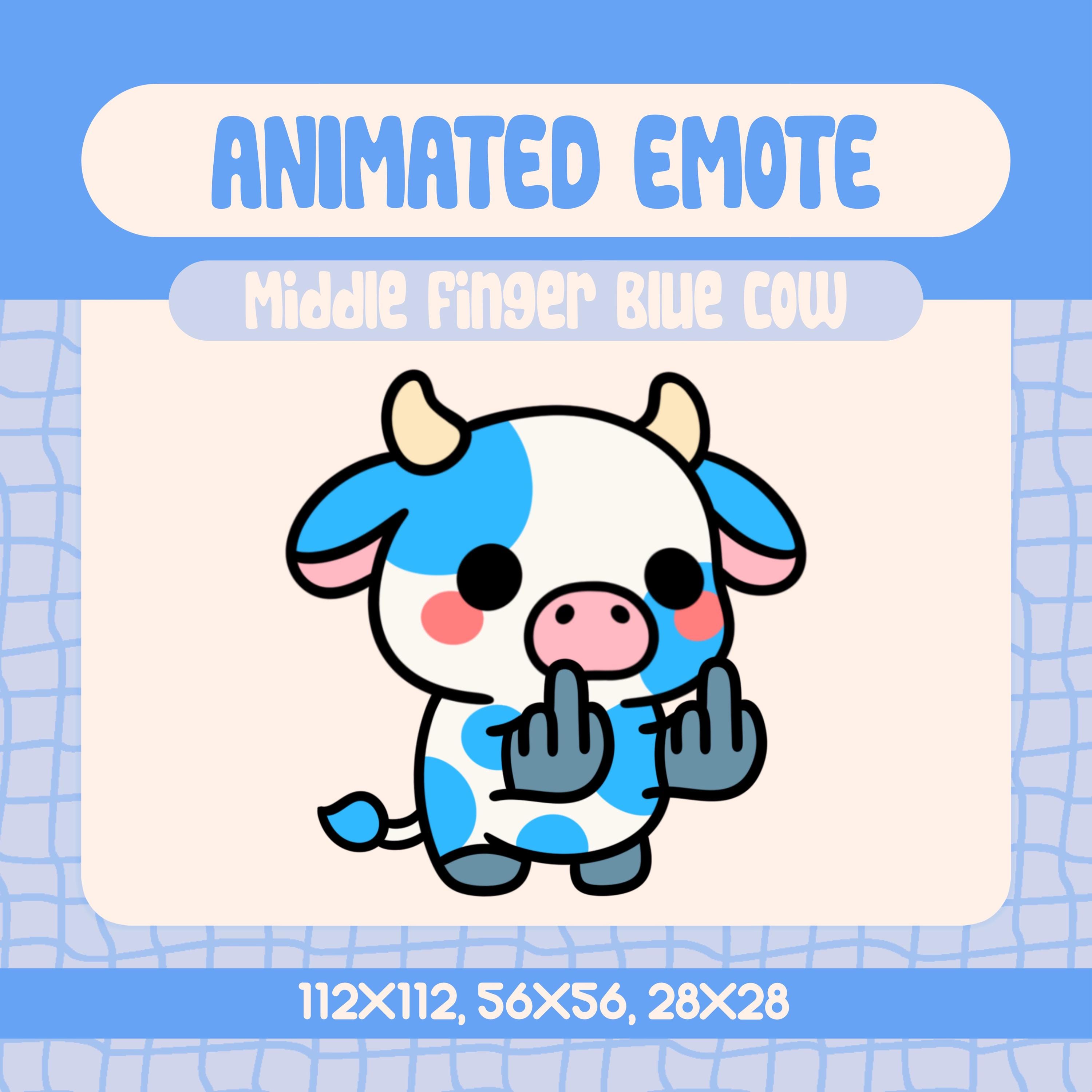 Kawaii Middle Finger Blue Cow Animated Emote for Twitch and Discord ...