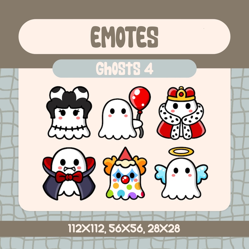 Kawaii Ghost Emote Pack, Spooky Twitch and Discord Emotes (digital ...