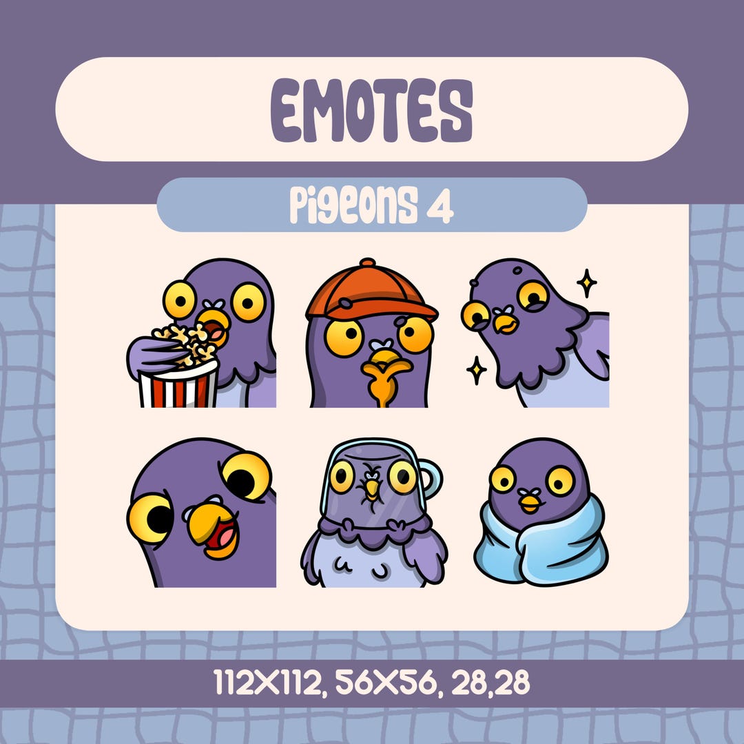 Kawaii Pigeon Twitch Emote Pack, Funny Bird Emotes (digital Download ...