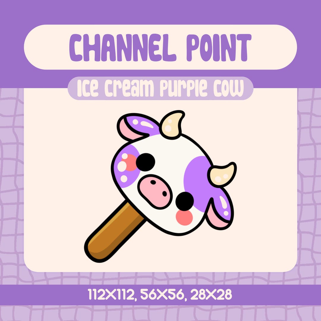 Kawaii Purple Cow Ice Cream Channel Point Icon for Twitch Streamers ...