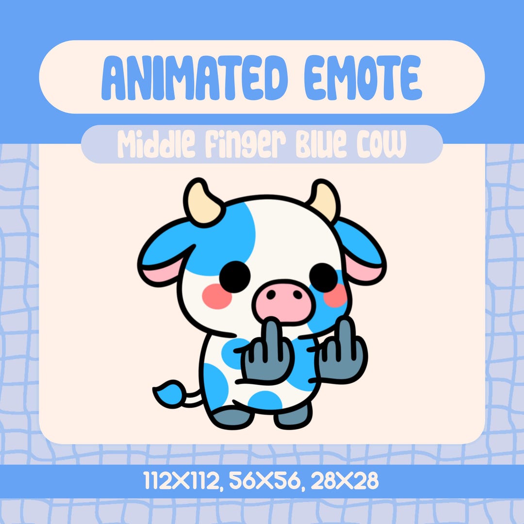 Kawaii Blue Cow Middle Finger Animated Emote (digital Download) - Etsy